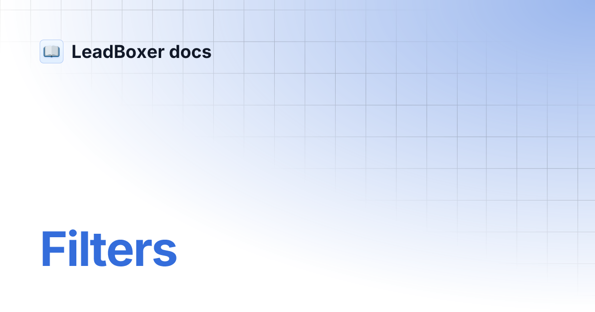 Filters | Public docs